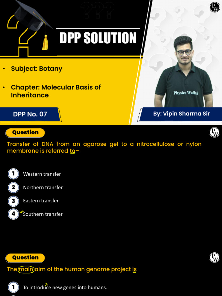 Molecular Basis of Inheritance - DPP 07 Solution Notes - Lakshya NEET ...