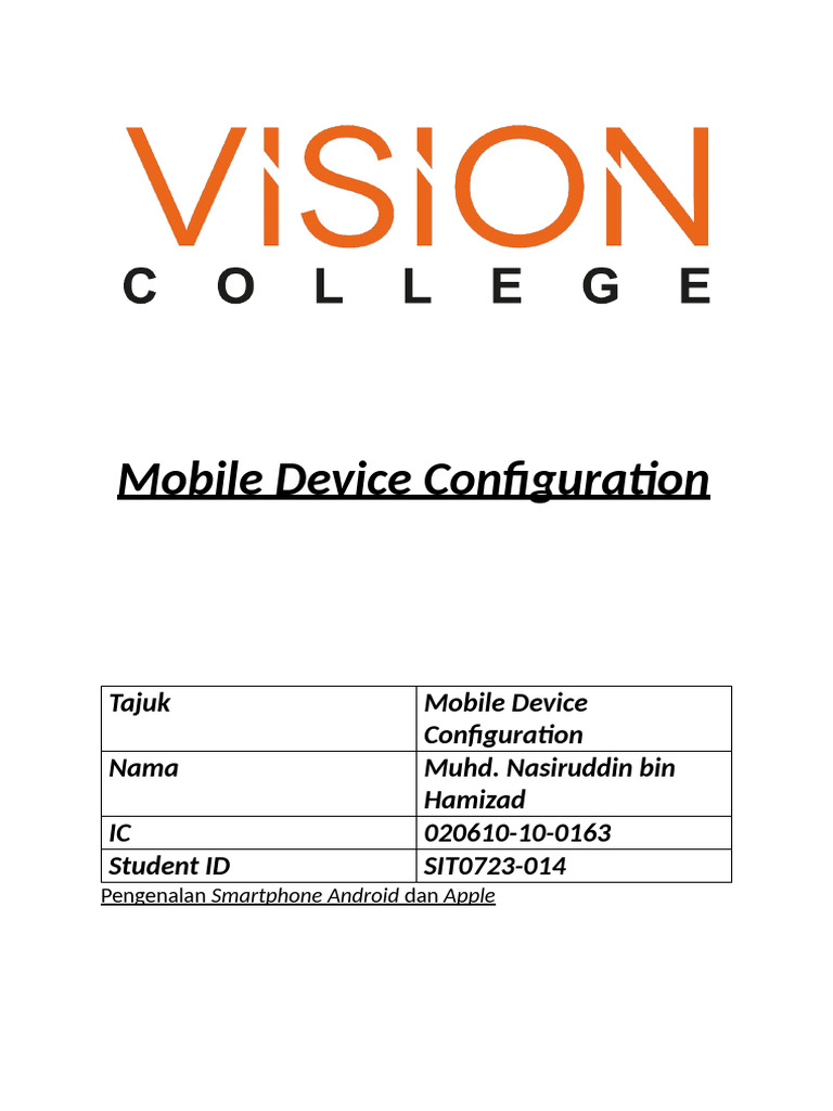 Mobile Device Configuration | PDF