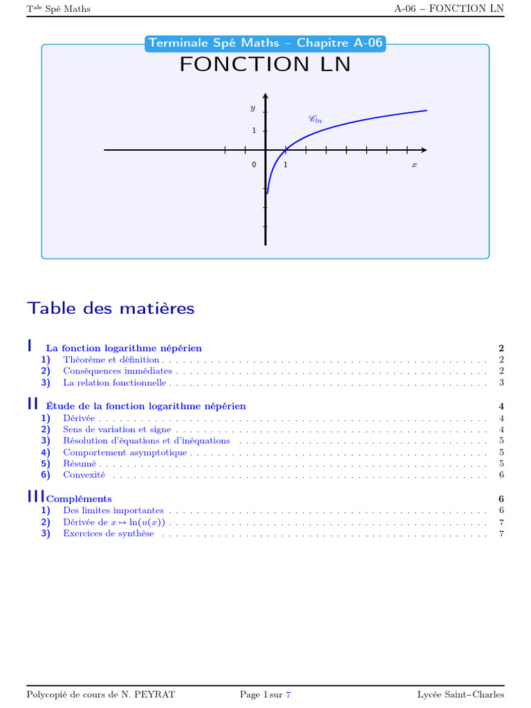 TSpéMaths Analyse 06 Cours Fonction - LN | PDF
