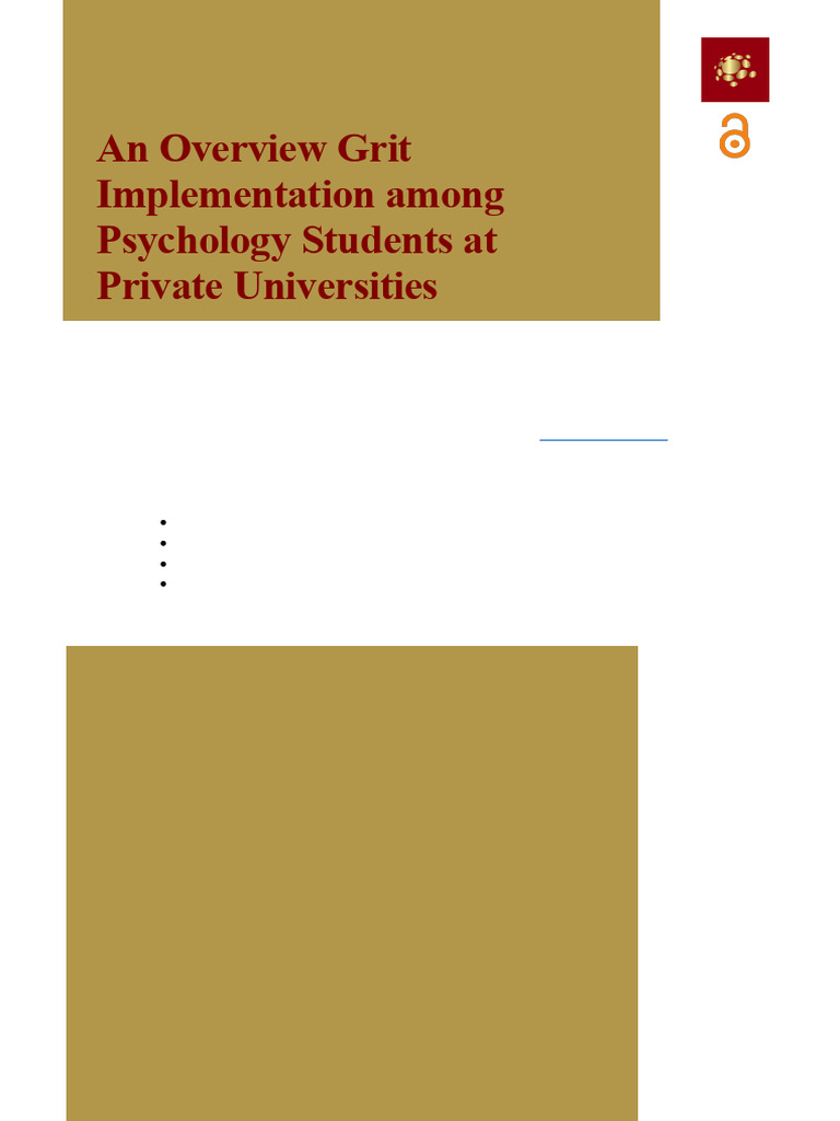 An Overview Grit Implementation Among Psychology Students at Private ...
