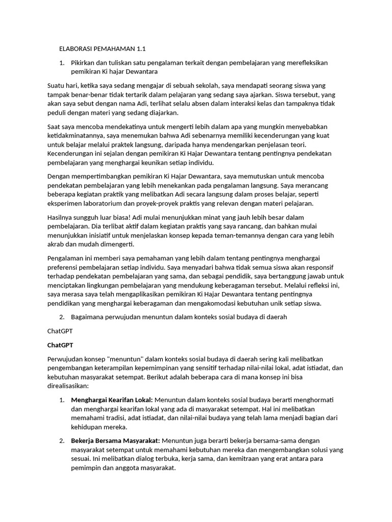 Elaborasi Pemahaman 1.1 | PDF