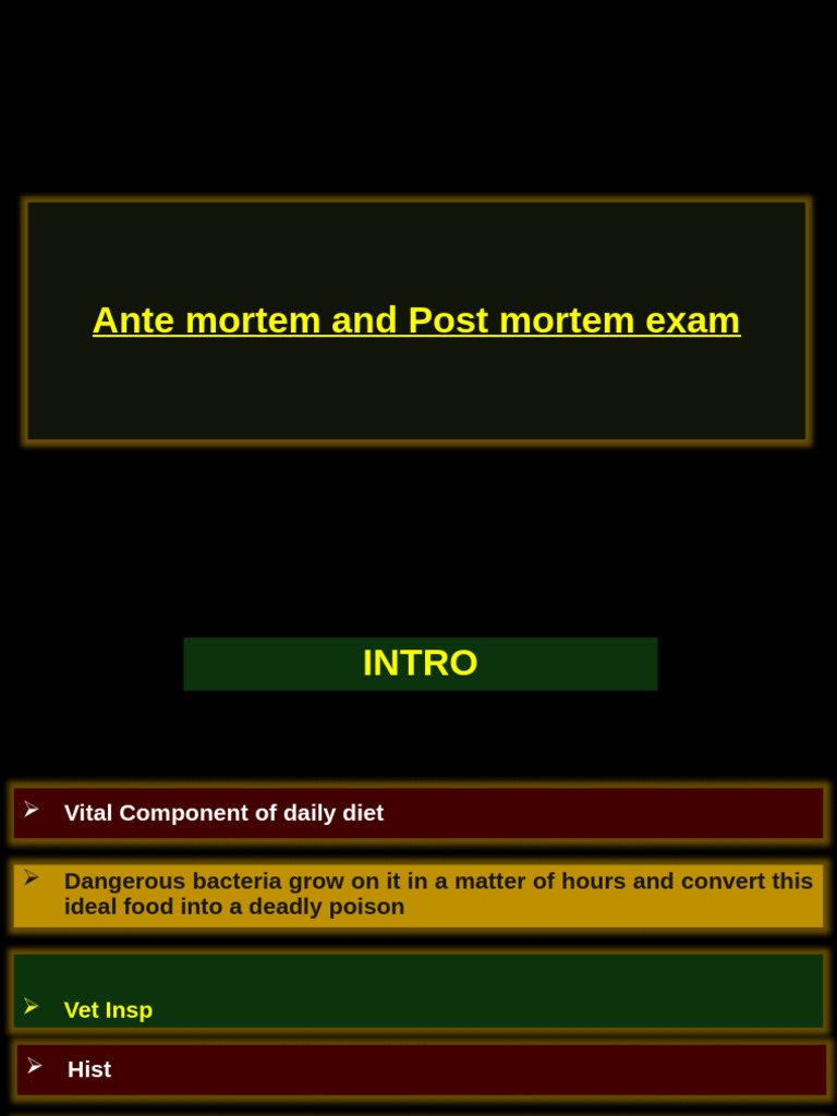 Antemortem Postmortum Exam | PDF | Animal Slaughter | Meat