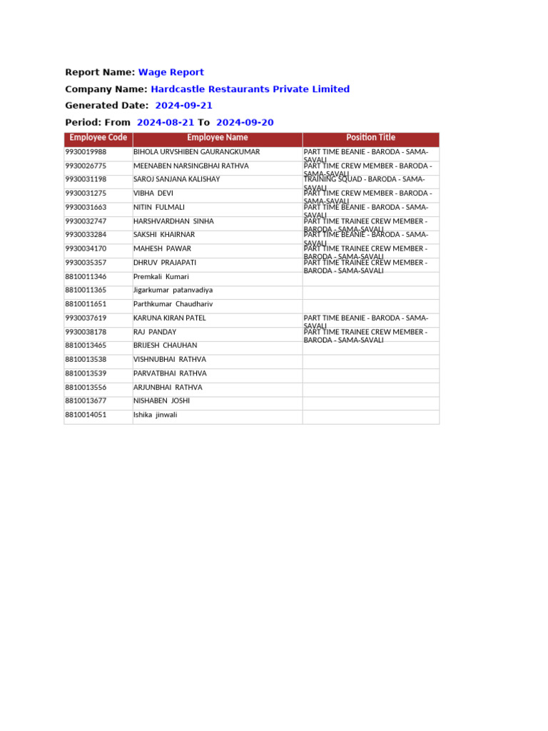 Wage Report | PDF