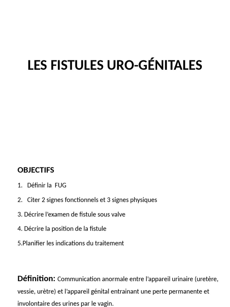 4-Les Fistules Uro-Génitales | PDF