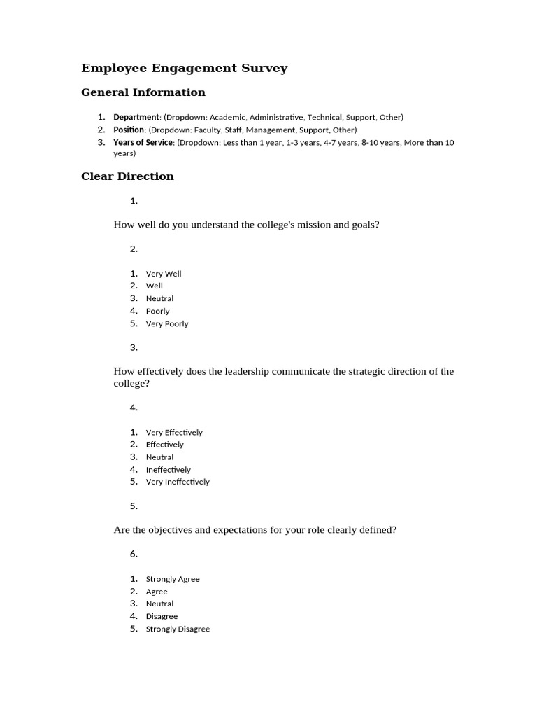 Employee Engagement Survey | PDF