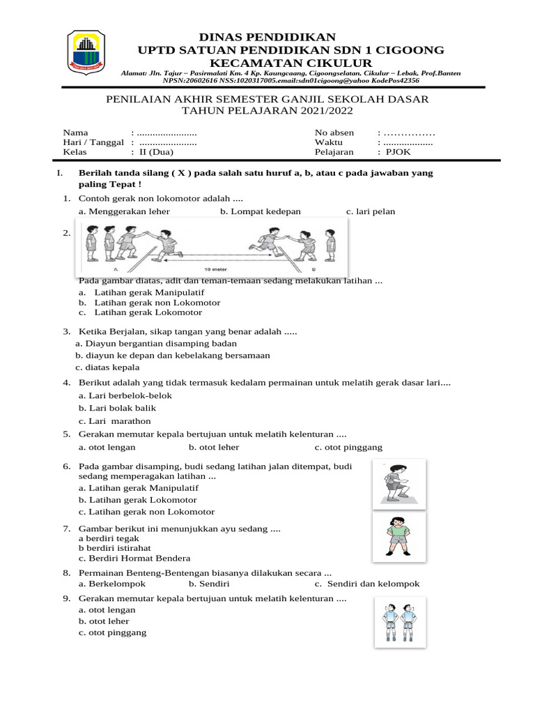 Soal PAS PJOK Kelas 2 | PDF