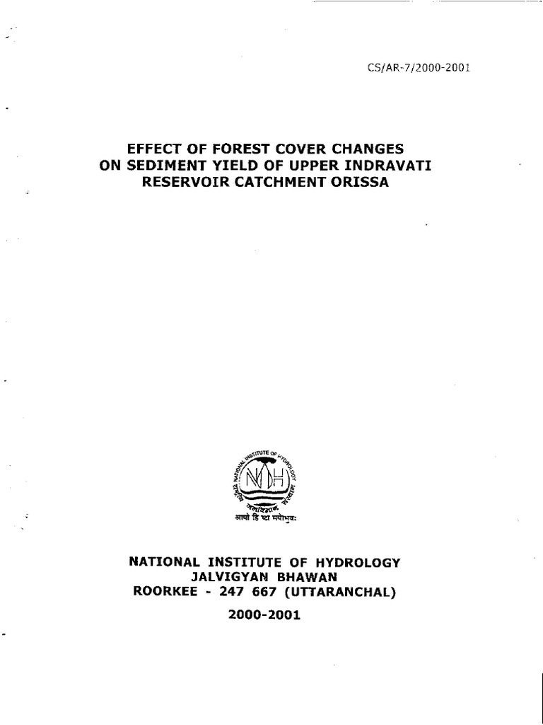 Effect of Forest Cover Changes On Sediment Yield of Upper Indravati ...