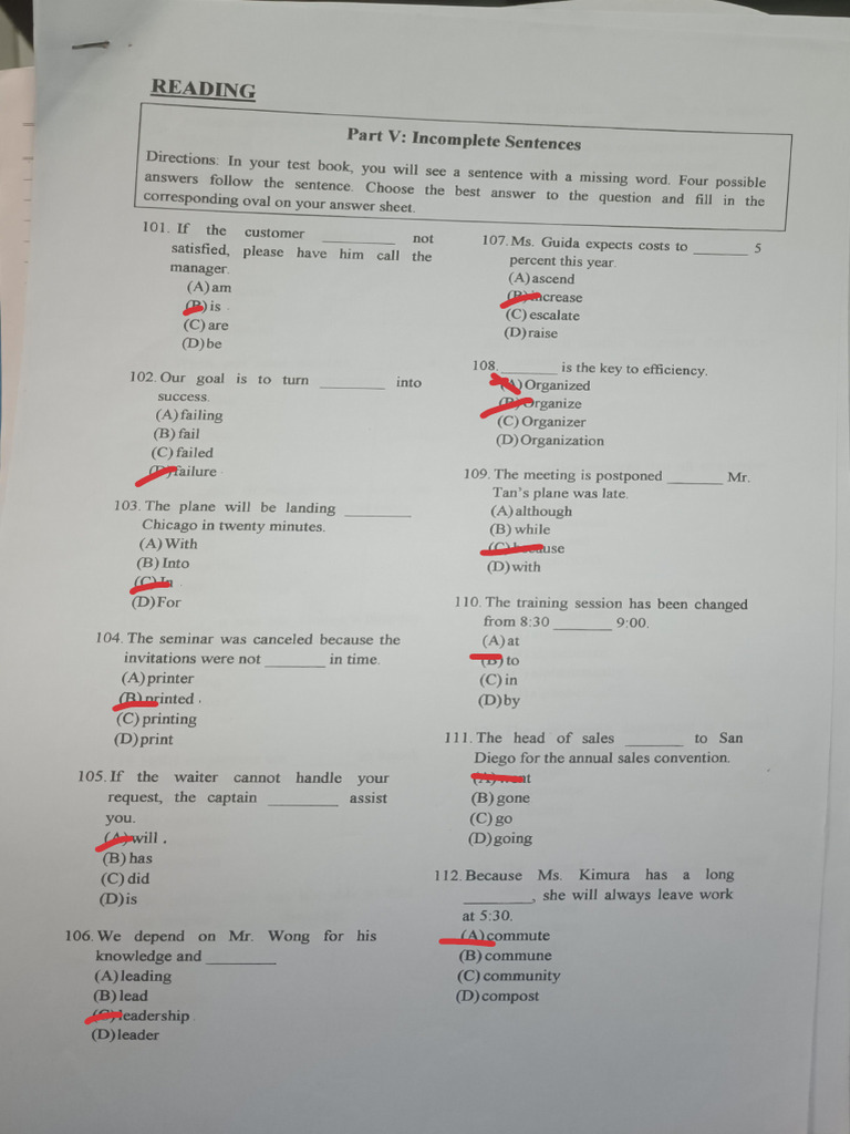 English Reading Exams | PDF