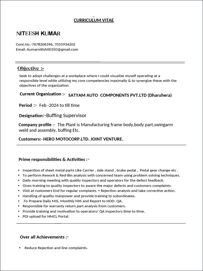 NITEESH Reasume-2 | PDF