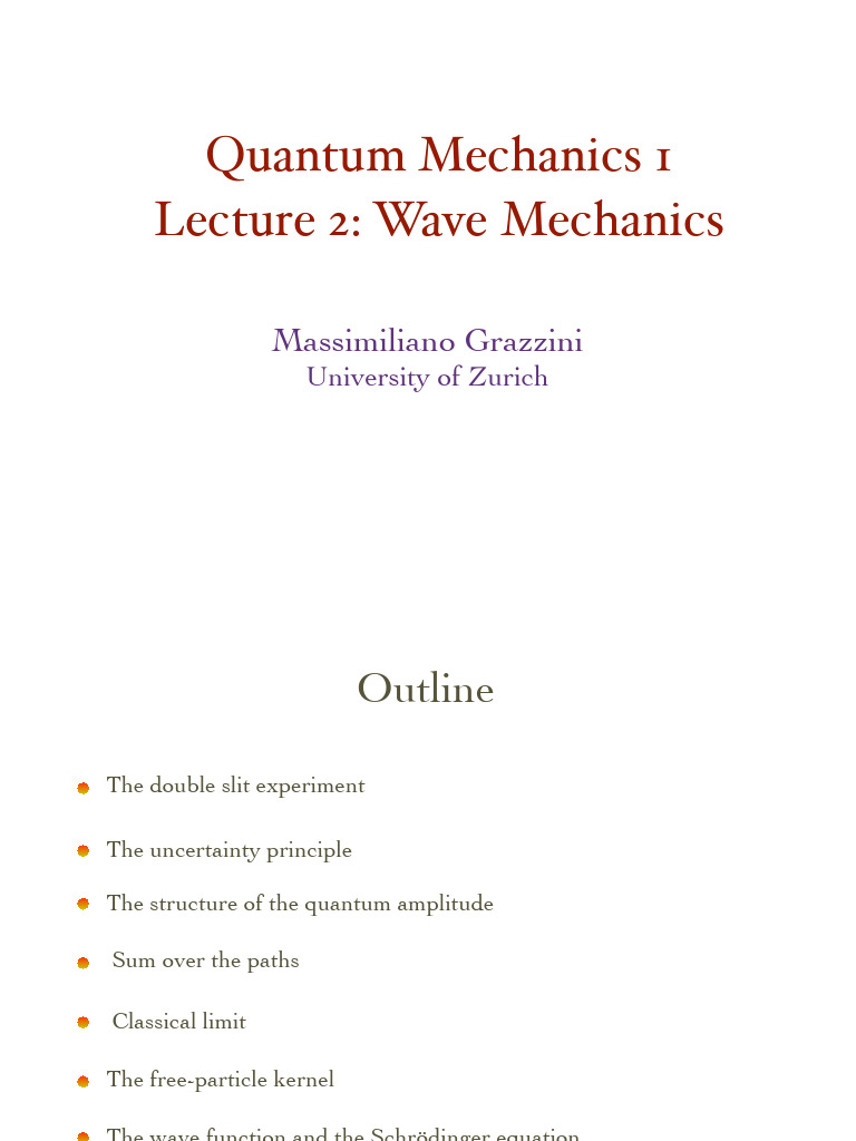 QM1 Lecture 2 - HS24 | PDF | Electron | Schrödinger Equation