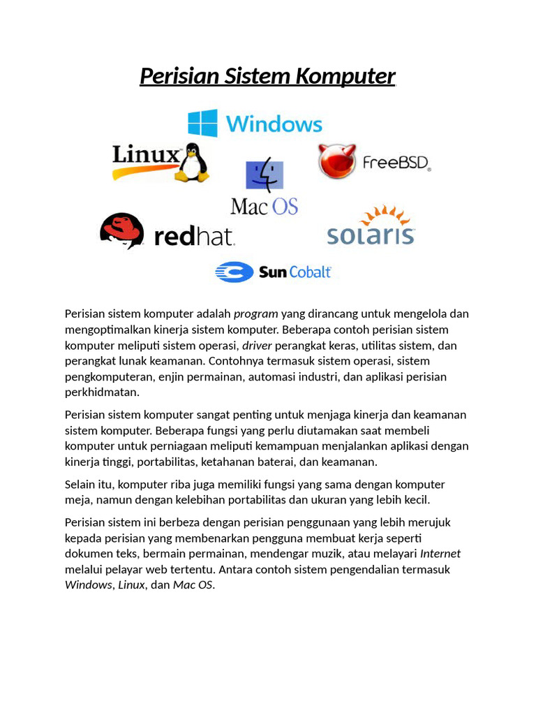 Perisian Sistem Komputer | PDF