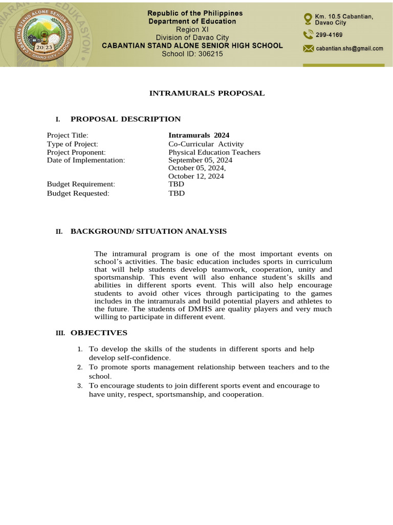 Intramurals Proposal | PDF