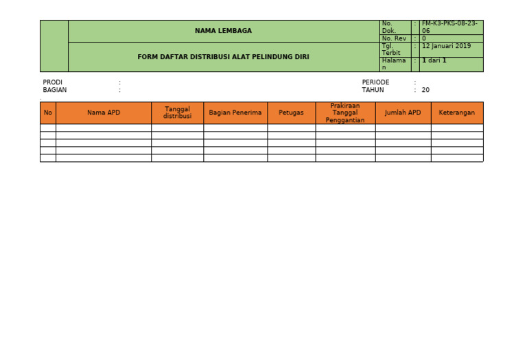 FORM 4 Daftar Distribusi APD | PDF