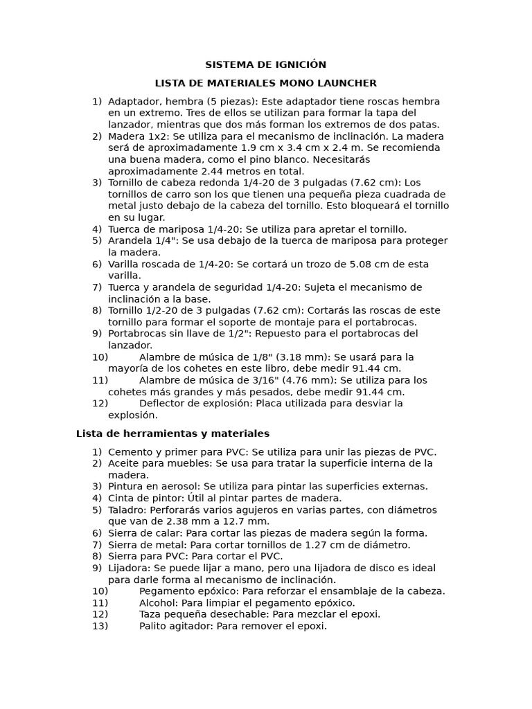 Sistema de Ignición - Materiales | PDF | Tornillo | Informática
