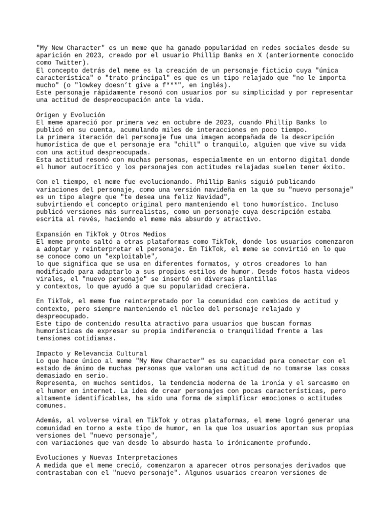 My New Character Meme | PDF