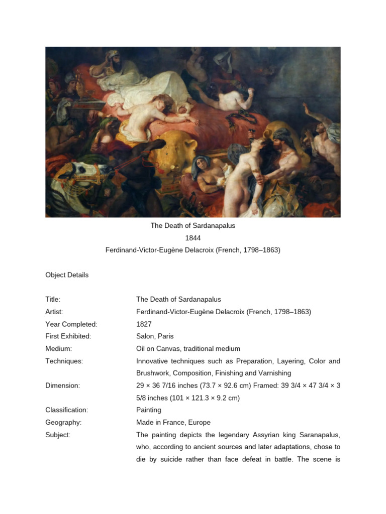 The Death of Sardanapalus | PDF