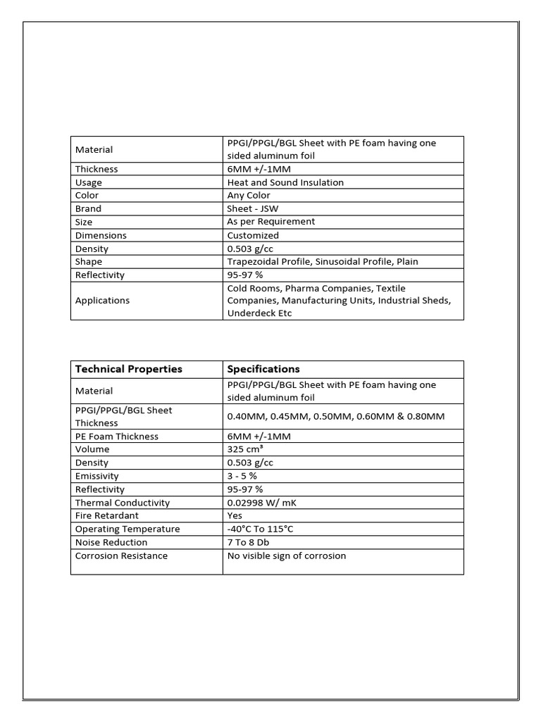 PE Foam Insulation Sheet1 | PDF