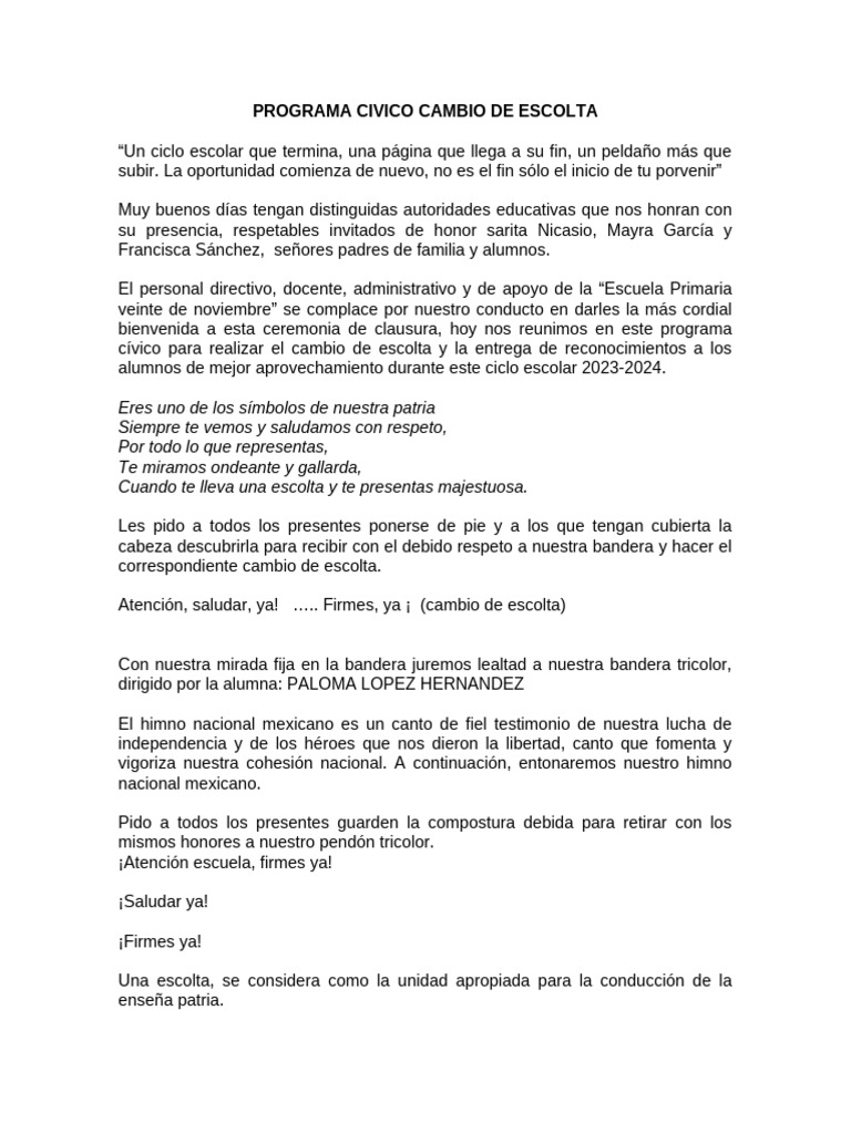 Programa-Cambio de Escolta | PDF