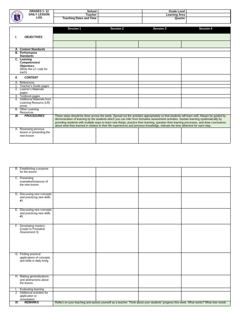 Session 1 Session 2 Session 3 Session 4: I. Objectives | PDF