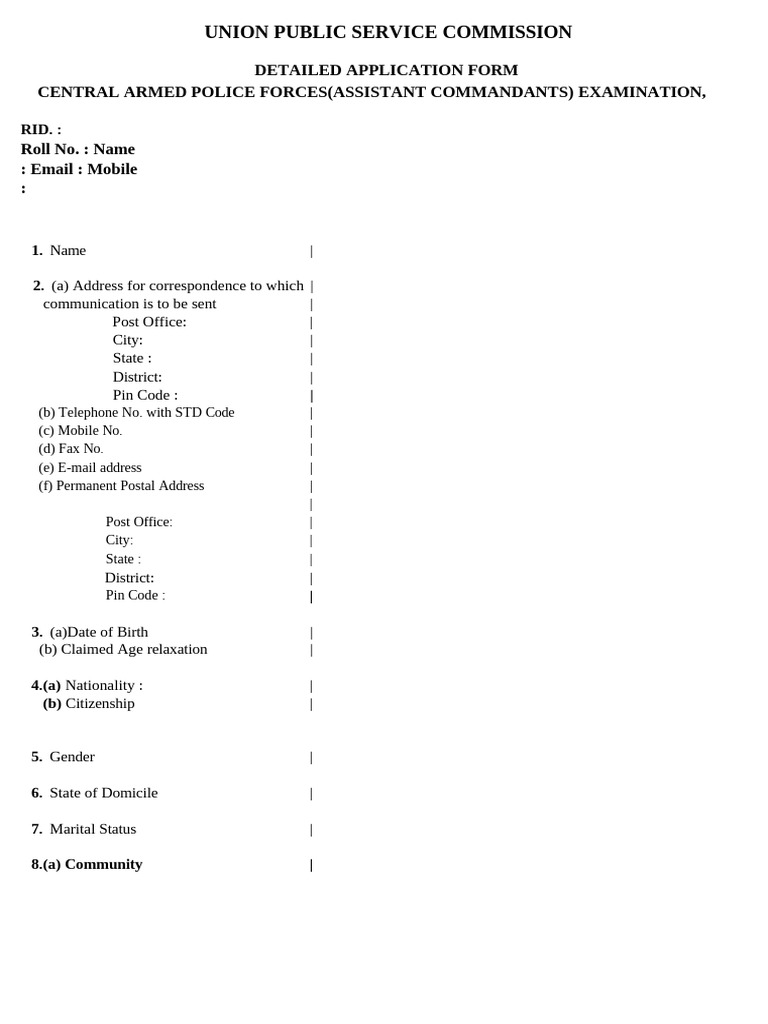 CAPF Interview DAF Sample | PDF