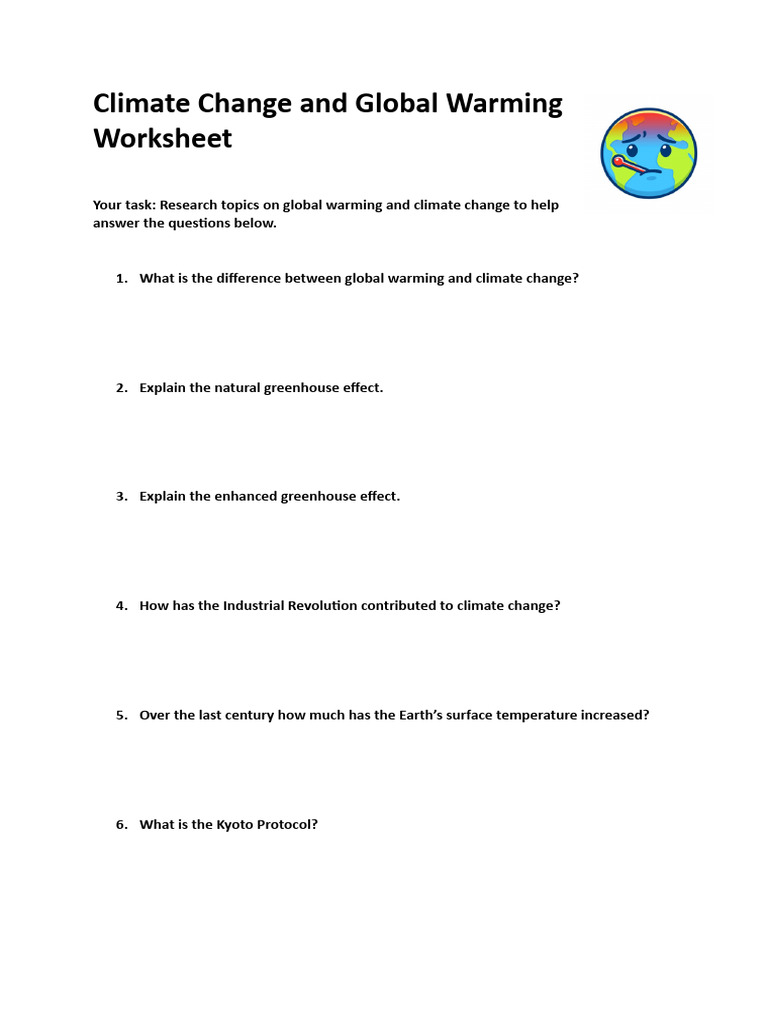 Climate Change Worksheet | PDF