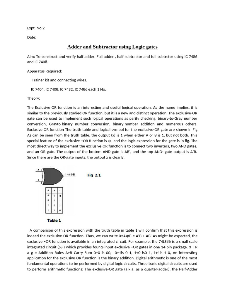 Expt.2 AdderSub | PDF