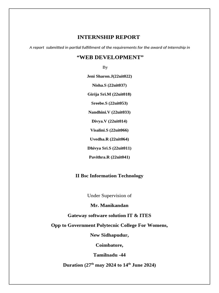Internship Report | PDF