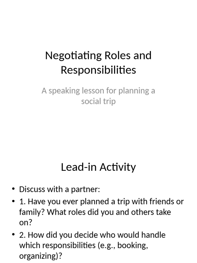 Negotiating Roles and Responsibilities Lesson | PDF