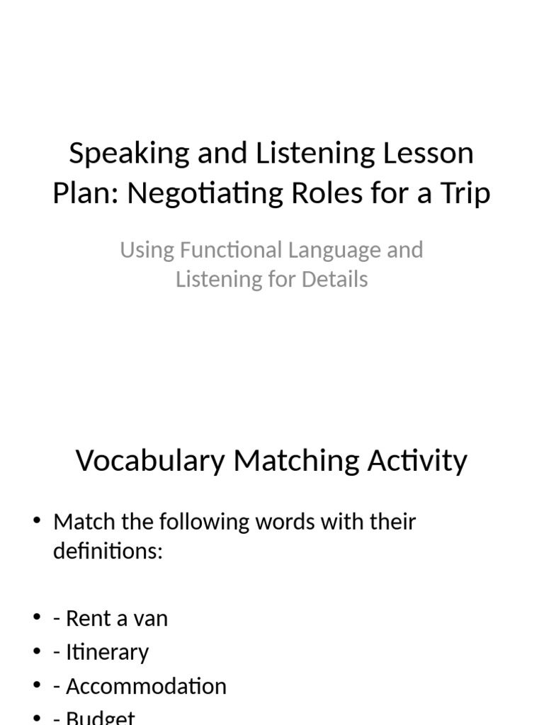 Speaking and Listening Lesson Materials | PDF