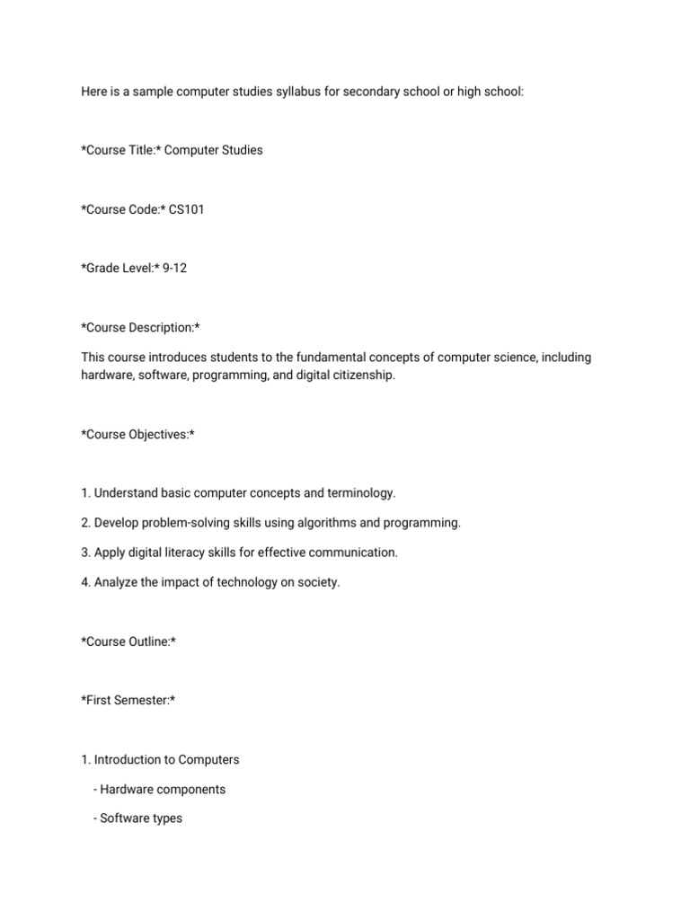 Computer Studies | PDF