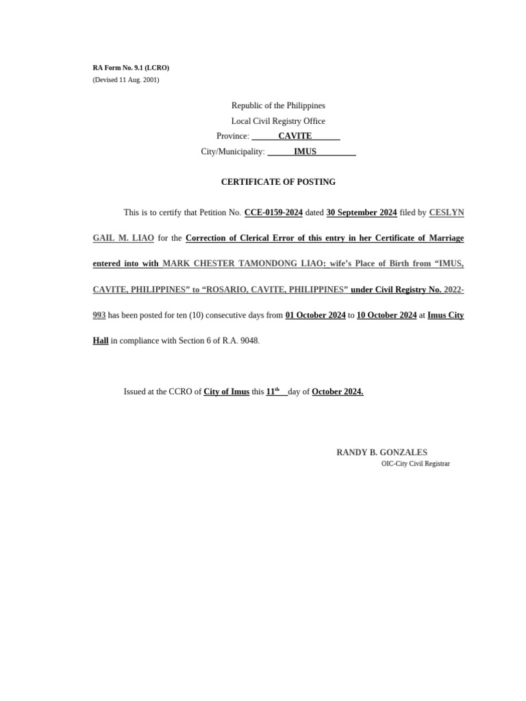 Certificate of Posting | PDF