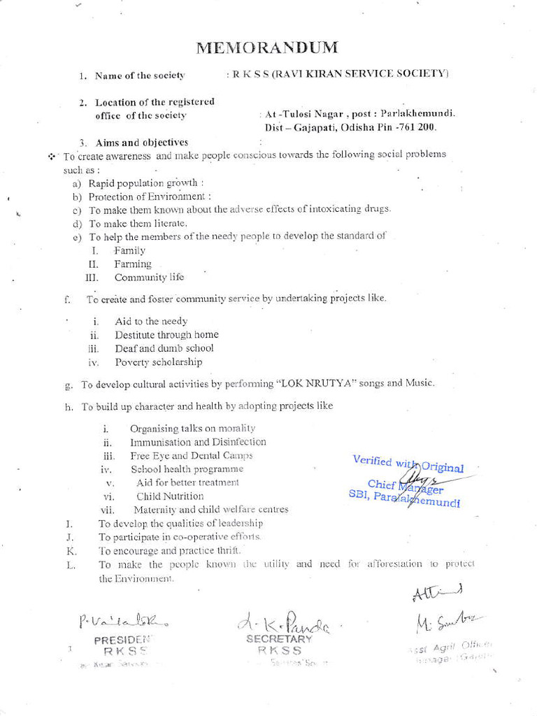 Memorandum Certificate | PDF