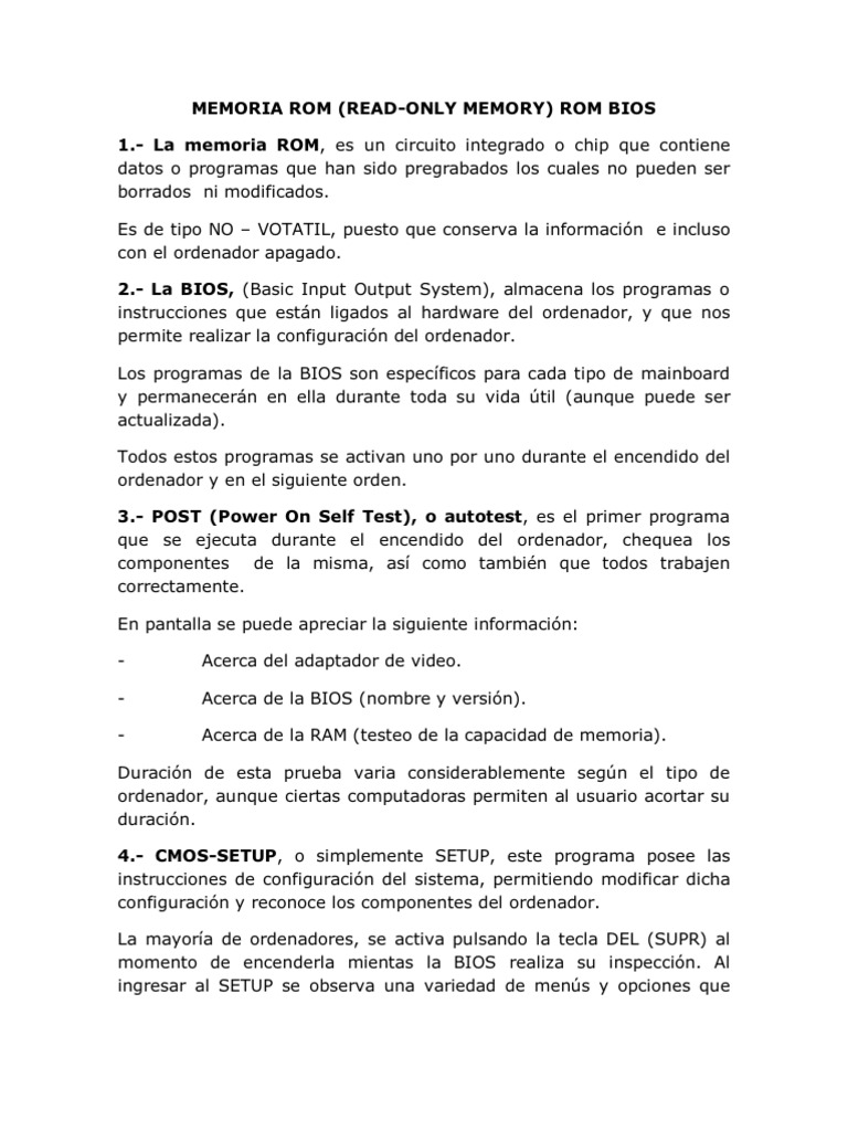 Memoria Rom - Bios | PDF | Juegos y actividades
