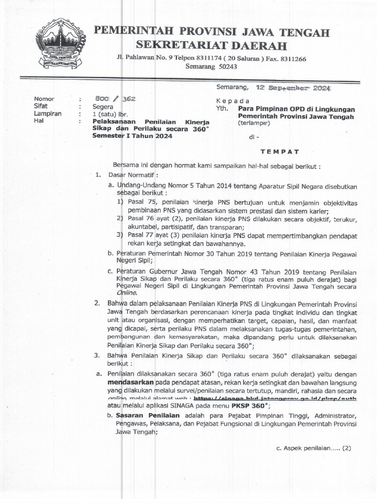 Pelaksanaan PKSP 360 Semester 1 Tahun 2024 | PDF