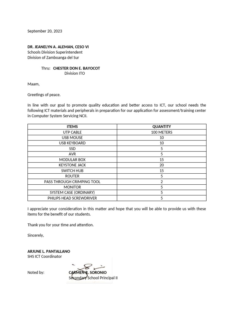 Request Letter ICT 2024 | PDF