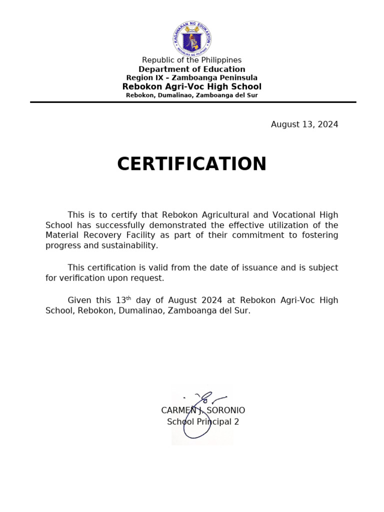 Certificate Of Utilization Pdf