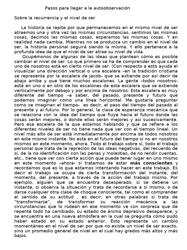 Pasos para Llegar A La Autoobservación | PDF | Escalera | Ciencia y ...