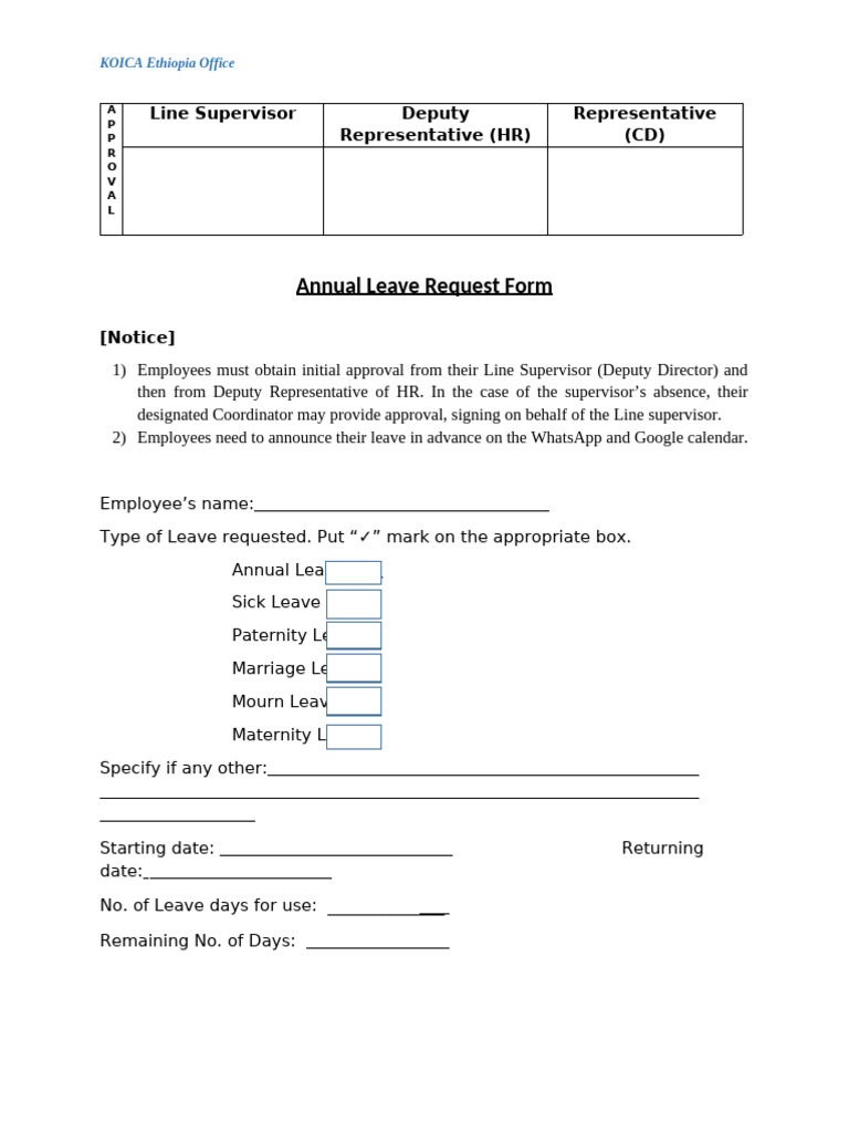 AnnualLEAVE FORM Revised Sep. 2024 | PDF