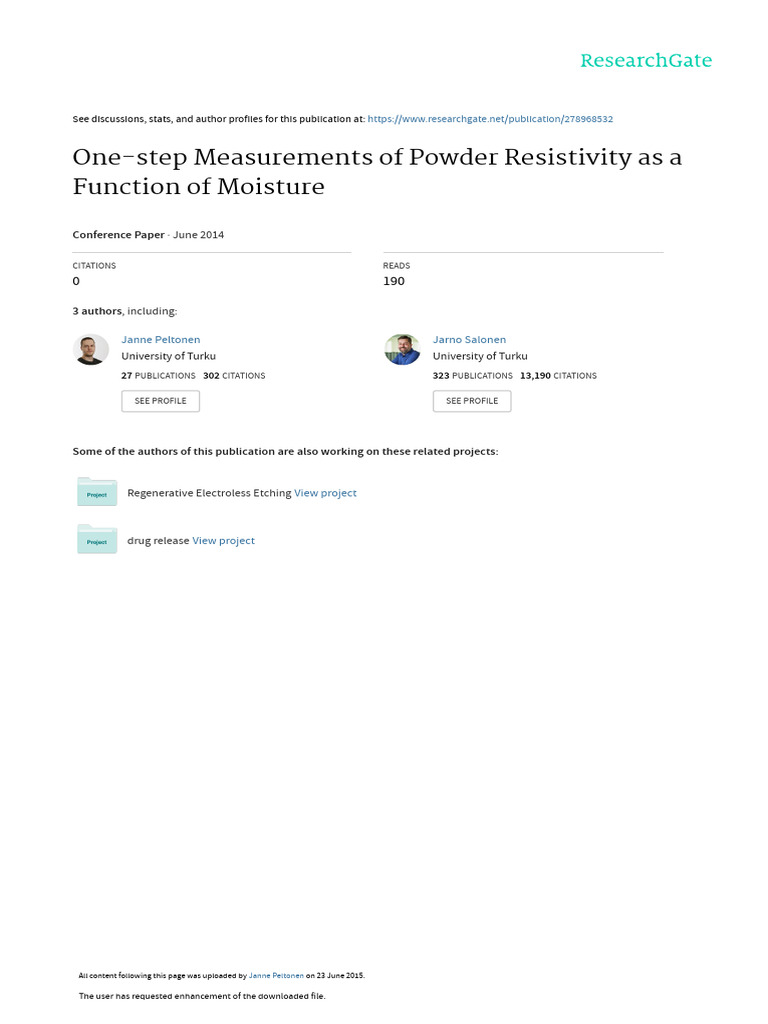 4 - One-Step Measurements of Powder Resistivity As A Function of ...