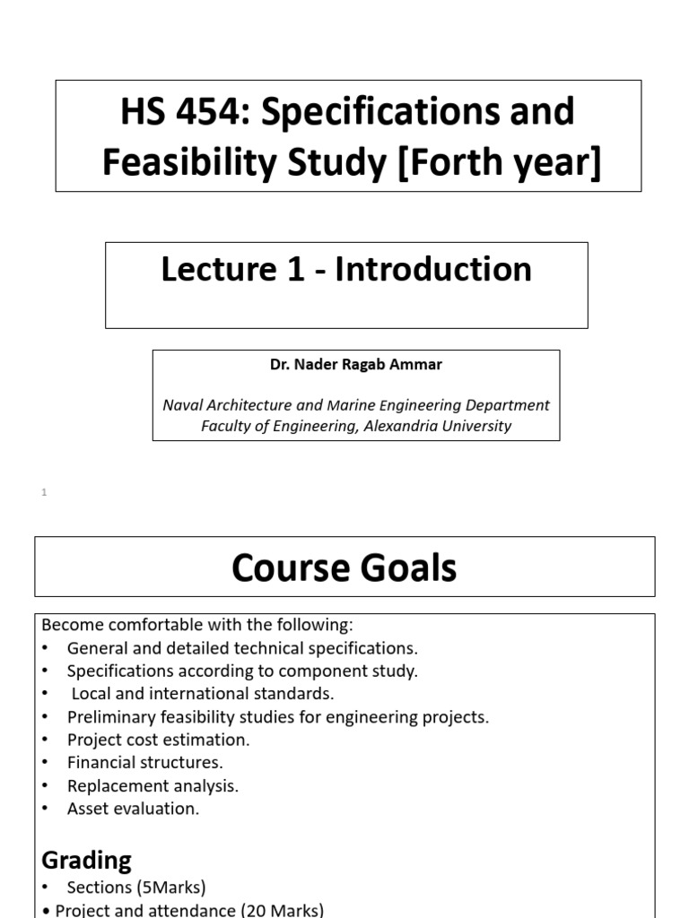 Feasibility Study-Specifications & Feasibility Study-Lecture 1 ...