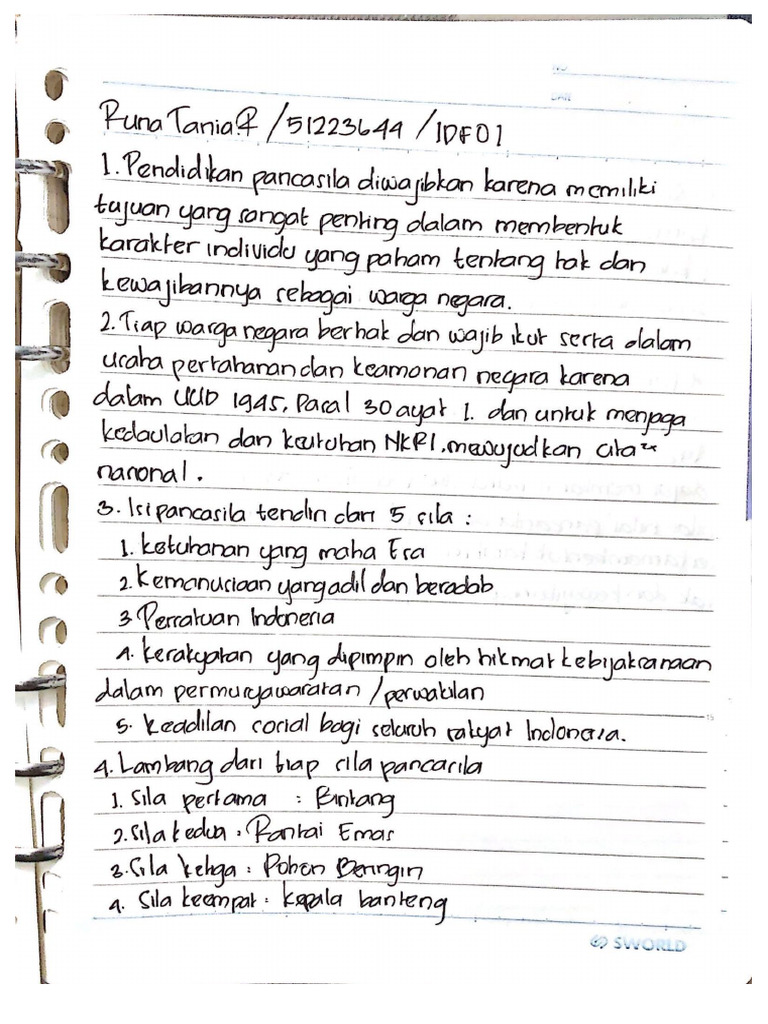 Pendidikan Pancasila 1DF01 Runa Tania Rinjani 51223644 | PDF