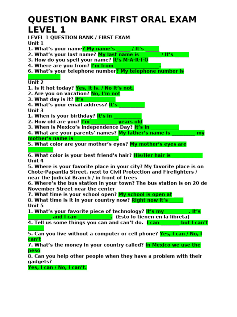 Question Bank First Exam | PDF