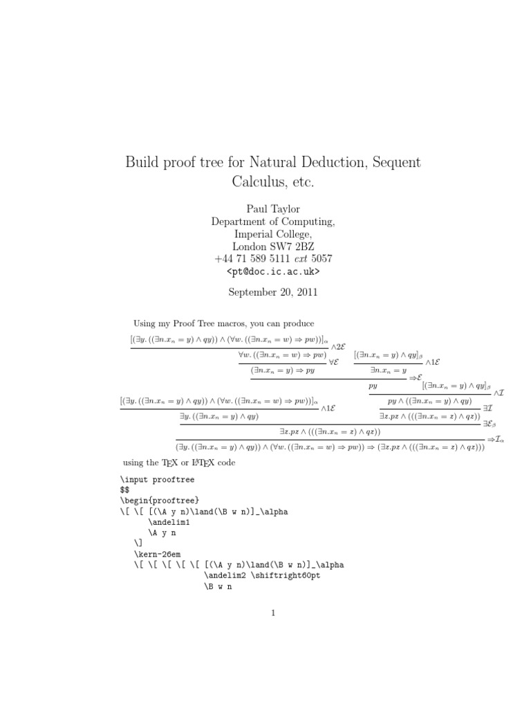 Build Proof Tree For Natural Deduction, Sequent Calculus, Etc | PDF ...