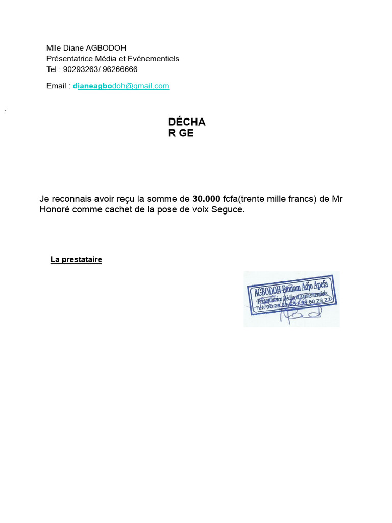 RECU Cachet VO | PDF