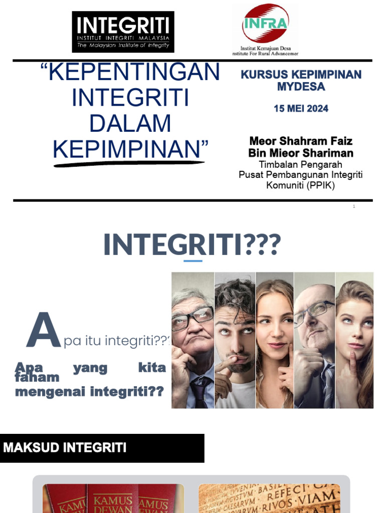 Kepentingan Integriti - Kursus Kepimpinan MyDesa - Mei 2024 | PDF