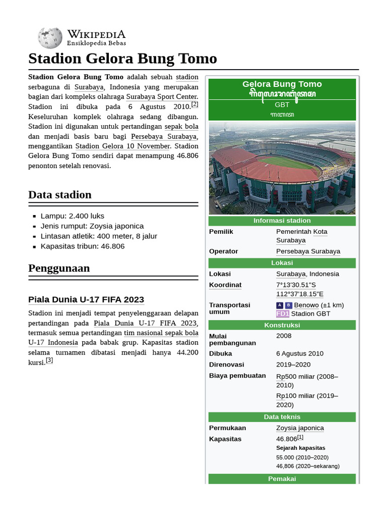 Stadion Gelora Bung Tomo | PDF