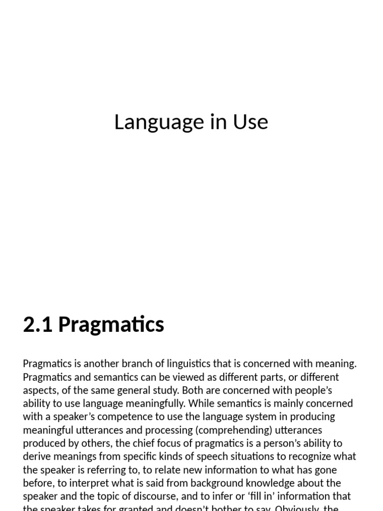 Language in Use | PDF
