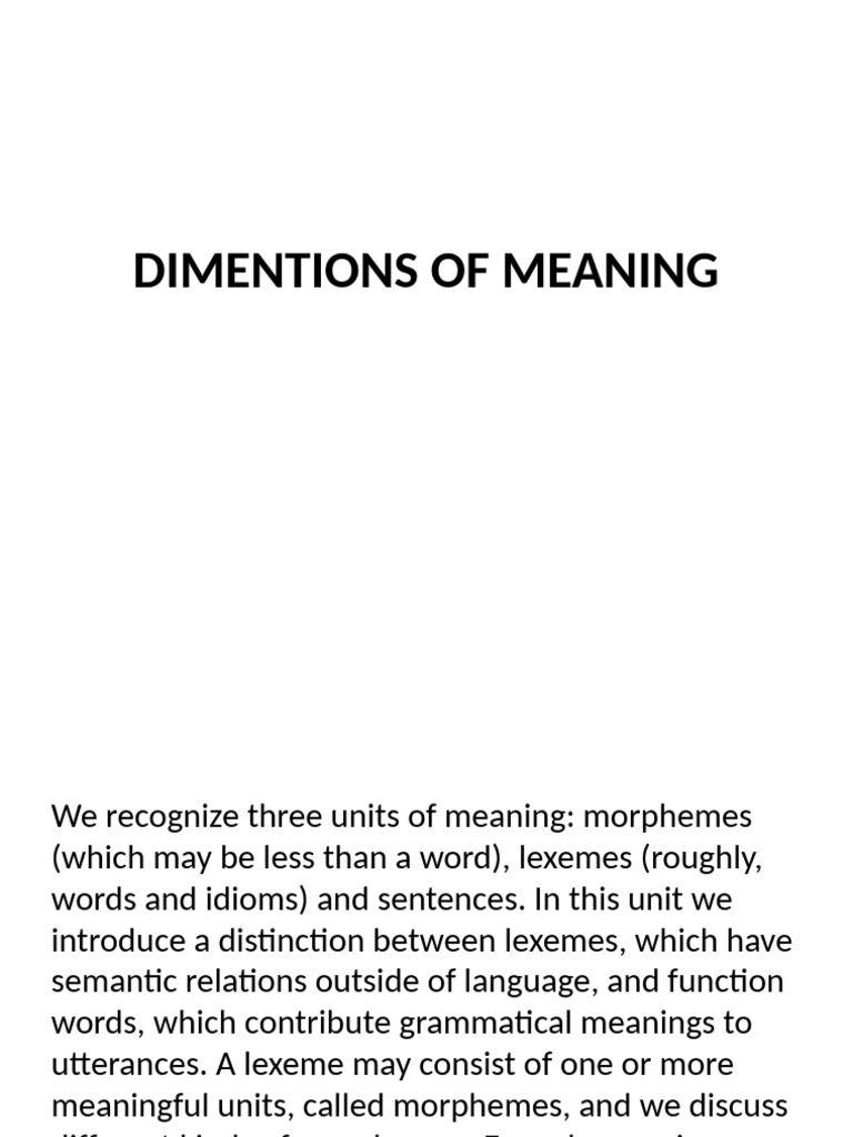 4 Dimensions of Meaning | PDF