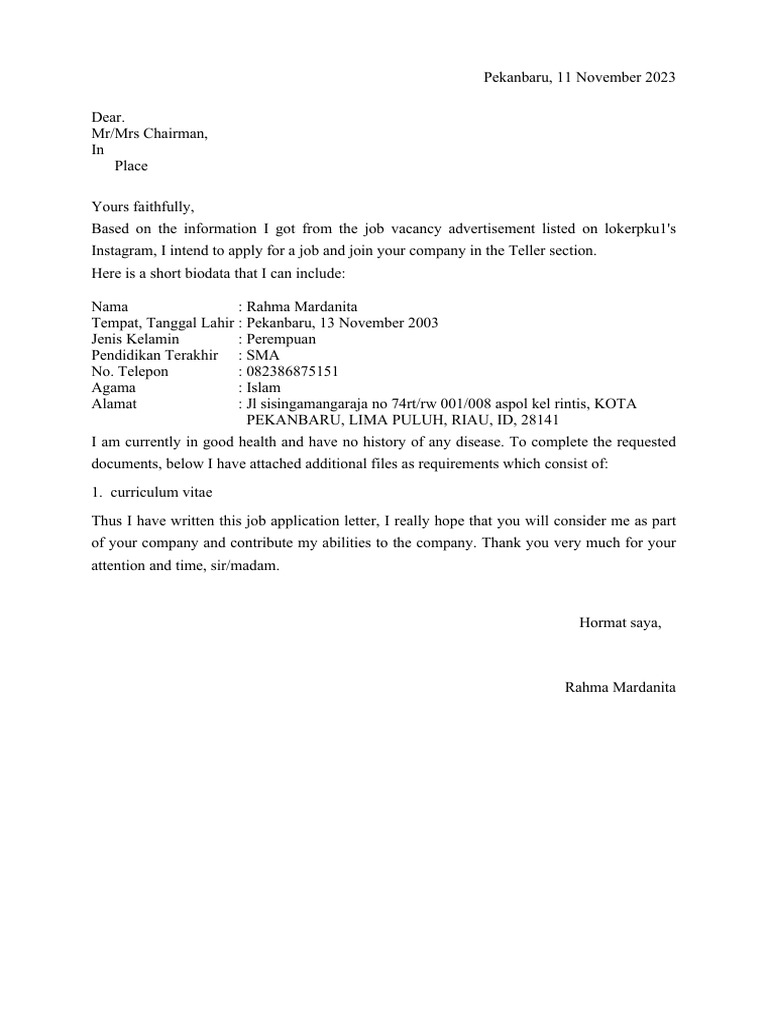 Application Letter | PDF