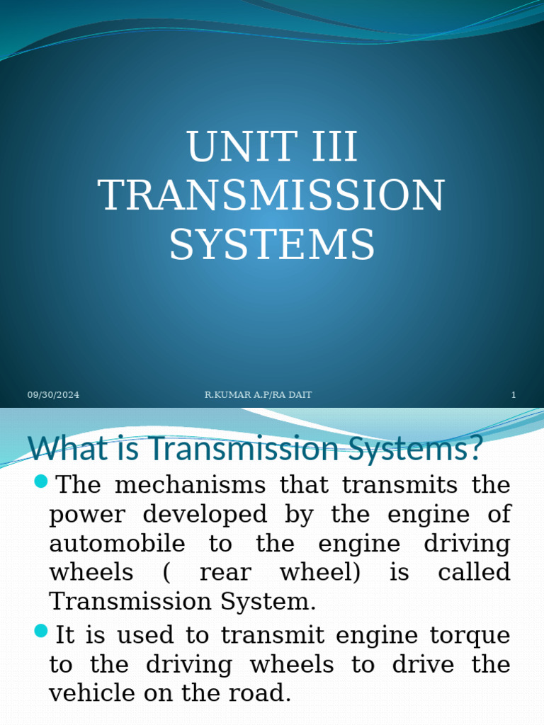 Understanding Automobile Transmission Systems | PDF | Clutch | Gear